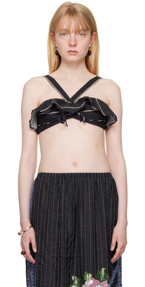 Bode - Black Full Tide Stripe Bra