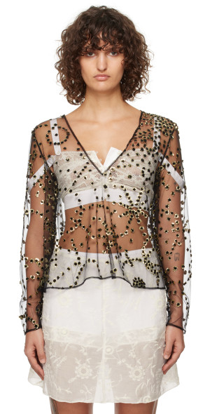 Bode - Black Sheer Fête Blouse