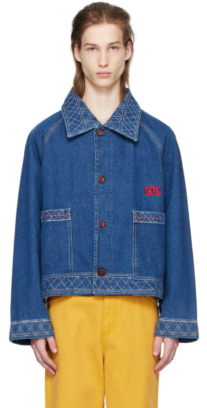 Bode - Indigo Embroidered Denim Jacket