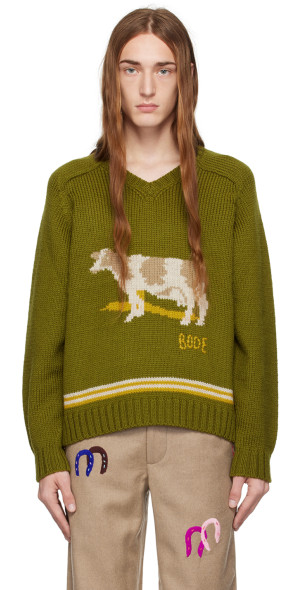 Bode - Khaki Cattle Sweater