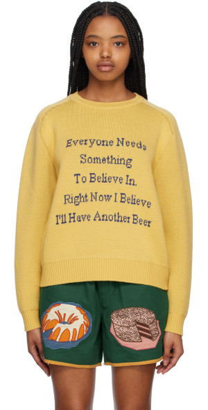 Bode - Yellow 'I'll Have Another Beer' Sweater