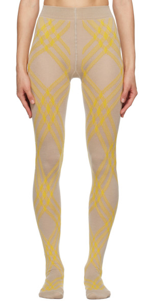 Burberry - Beige & Yellow Check Tights