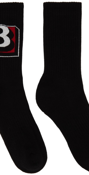 Burberry - Black 'B' Logo Sports Socks