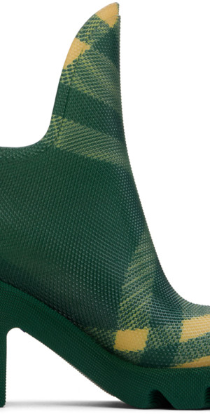 Burberry - Green Check Rubber Marsh Heel Boots