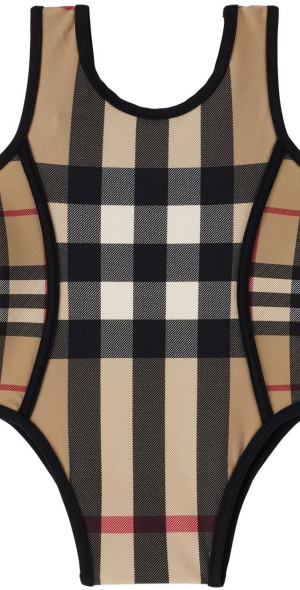 Burberry - Kids Beige Vintage Check One-Piece Swimsuit