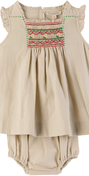 Caramel - Baby Beige Moringa Dress & Bloomers