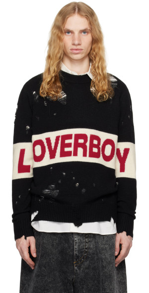 Charles Jeffrey LOVERBOY - Black Distressed 'Loverboy' Logo Sweater