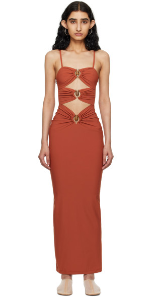 Christopher Esber - Red Crystal Orbit Midi Dress