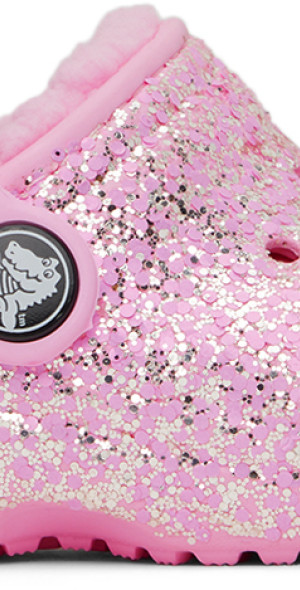 Crocs - Baby Pink Classic Lined Glitter Clogs