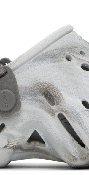 Crocs - White & Gray Echo Marbled Clogs