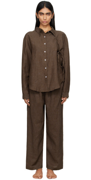 Deiji Studios - Brown String Linen Pyjama Set
