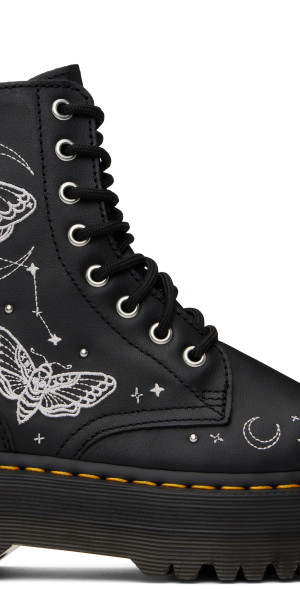 Dr. Martens - Black Jadon Celestial Moth Embroidered Platform Boots