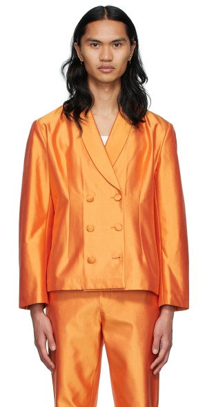 ERL - SSENSE Exclusive Orange Silk Blazer
