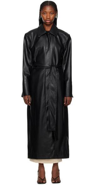 Esse Studios - Black Classico Trench Faux-Leather Coat