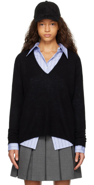 Fax Copy Express - Black Plunging V-Neck Sweater