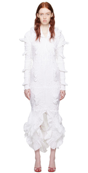 Feben - White Twist Midi Dress