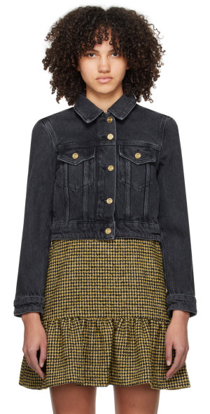 GANNI - Black Cropped Denim Jacket