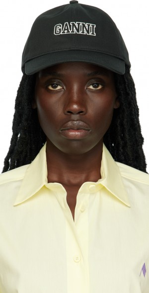 GANNI - Black Embroidered Cap
