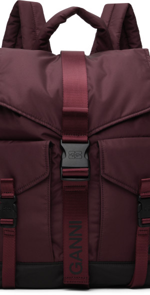 GANNI - Burgundy Tech Backpack