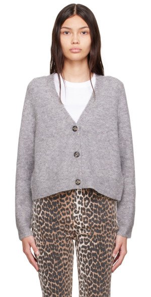 GANNI - Gray Alpaca & Merino Wool Cardigan