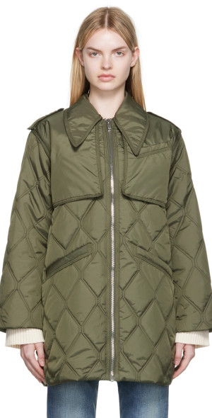 GANNI - Khaki Quilted Jacket