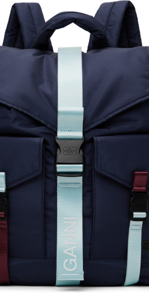 GANNI - Navy Tech Backpack