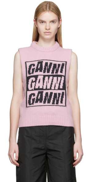 GANNI - Pink Logo Vest