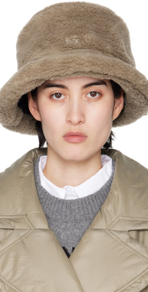 GANNI - Taupe Fluffy Tech Bucket Hat