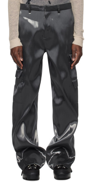HELIOT EMIL - Gray Liquid Metal Cargo Pants