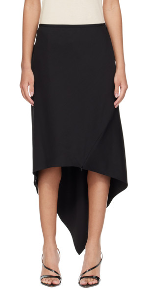 Helmut Lang - Black Scarf Hem Midi Skirt