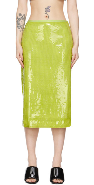 Helmut Lang - Green Sequin Midi Skirt