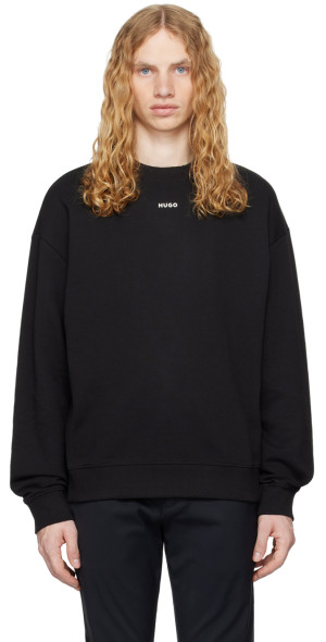 Hugo - Black Cotton-Terry Logo Sweater