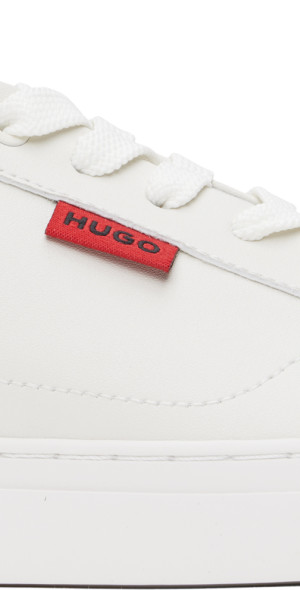 Hugo - White Faux-Leather Logo Flag Sneakers