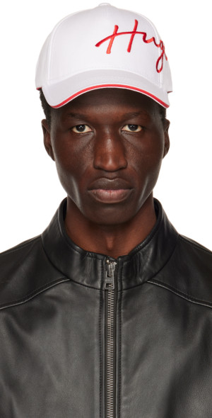 Hugo - White Handwritten Embroidered Cap
