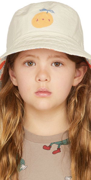 Jellymallow - Kids Off-White Reversible Joy Bucket Hat