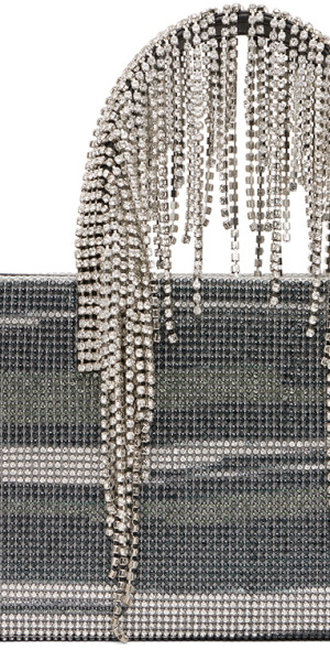 KARA - Silver Midi Crystal Fringe Bag