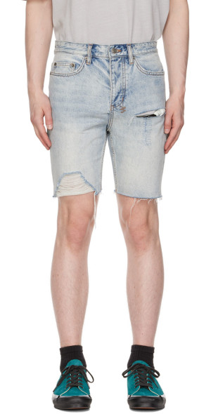 Ksubi - Blue Chopper Short Karma Trashed Denim Shorts