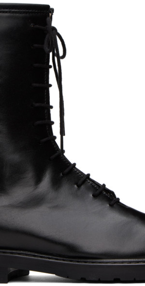Legres - Black Lace-Up Combat Boots