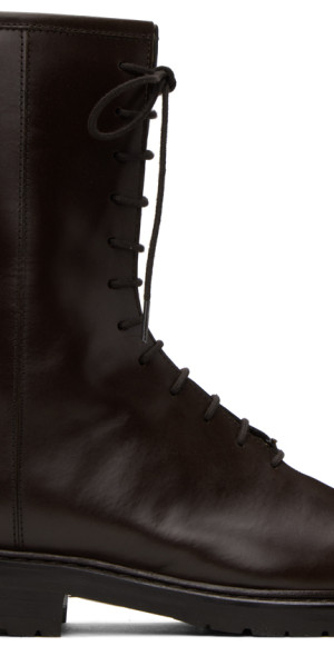 Legres - Burgundy Lace-Up Combat Boots