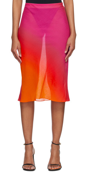 Louisa Ballou - Pink Bias-Cut Midi Skirt