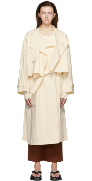 LOW CLASSIC - Off-White Cotton Trench Coat