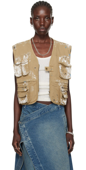 LU'U DAN - Beige Painted Denim Vest
