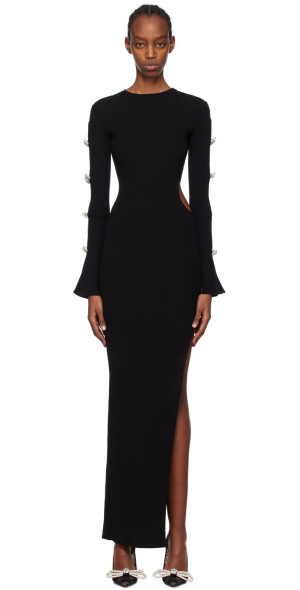 MACH & MACH - Black Crystal-Cut Maxi Dress