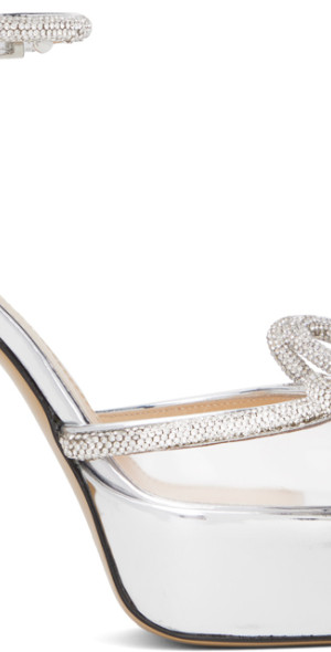 MACH & MACH - Silver Double Bow Platform Heels