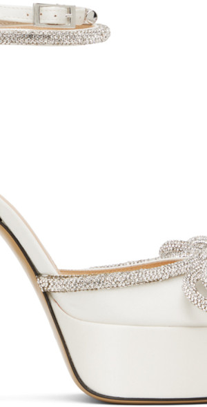 MACH & MACH - White Double Bow Platform Heels