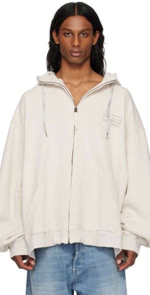 Maison Margiela - Off-White Stamp Logo Zip Hoodie