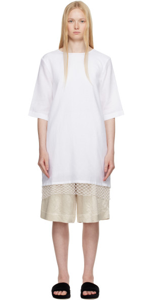 Maria McManus - White T-shirt Cocoon Macrame Minidress