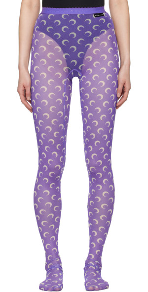 Marine Serre - Purple Recycled Moon Mesh Tights