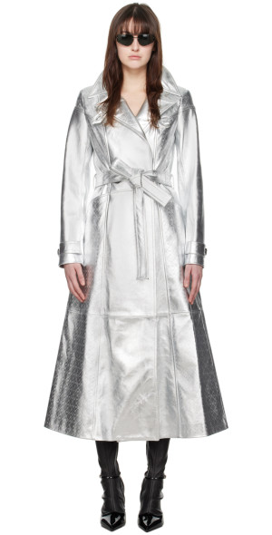 Marine Serre - Silver Laminated Leather Trench Coat