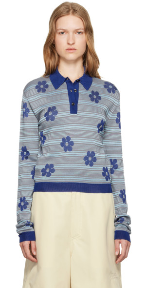Marni - Blue Jacquard Polo